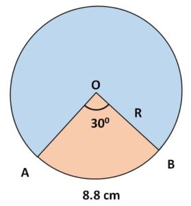 A pendulum swings through an angle of 30 degree and describes