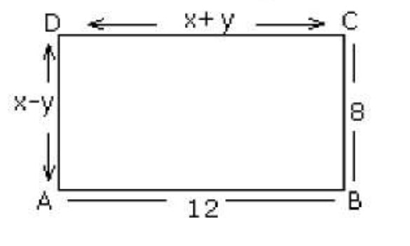 ABCD is a rectangle if the value of AB=12 is given. find the values
