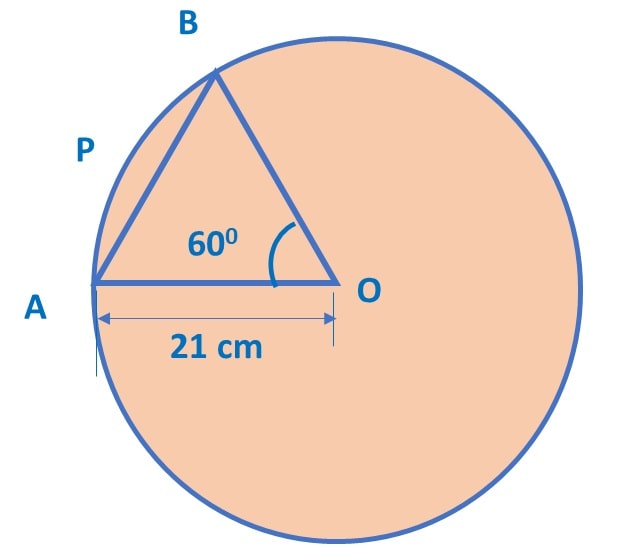 An arc of a circle of radius 21 cm subtends an angle of 60