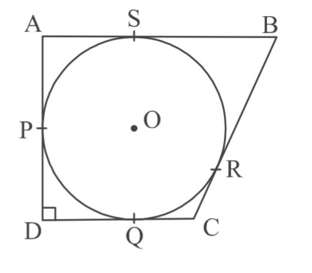 A circle with centre O and radius 8 cm is inscribed in a quadrilateral