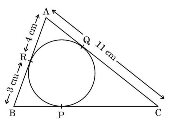 In the given figure, Δ ABC is circumscribing a circle. Find the