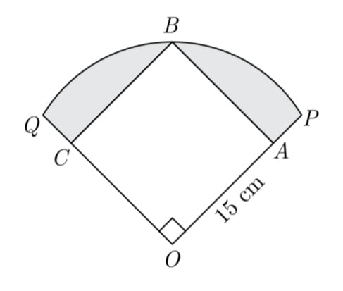 In Figure, a square OABC is inscribed in a quadrant OPBQ